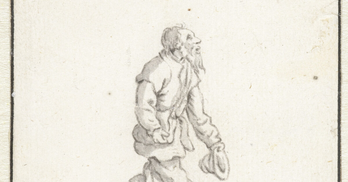 Vereniging Rembrandt | Lopende man met zijn hoed in zijn hand